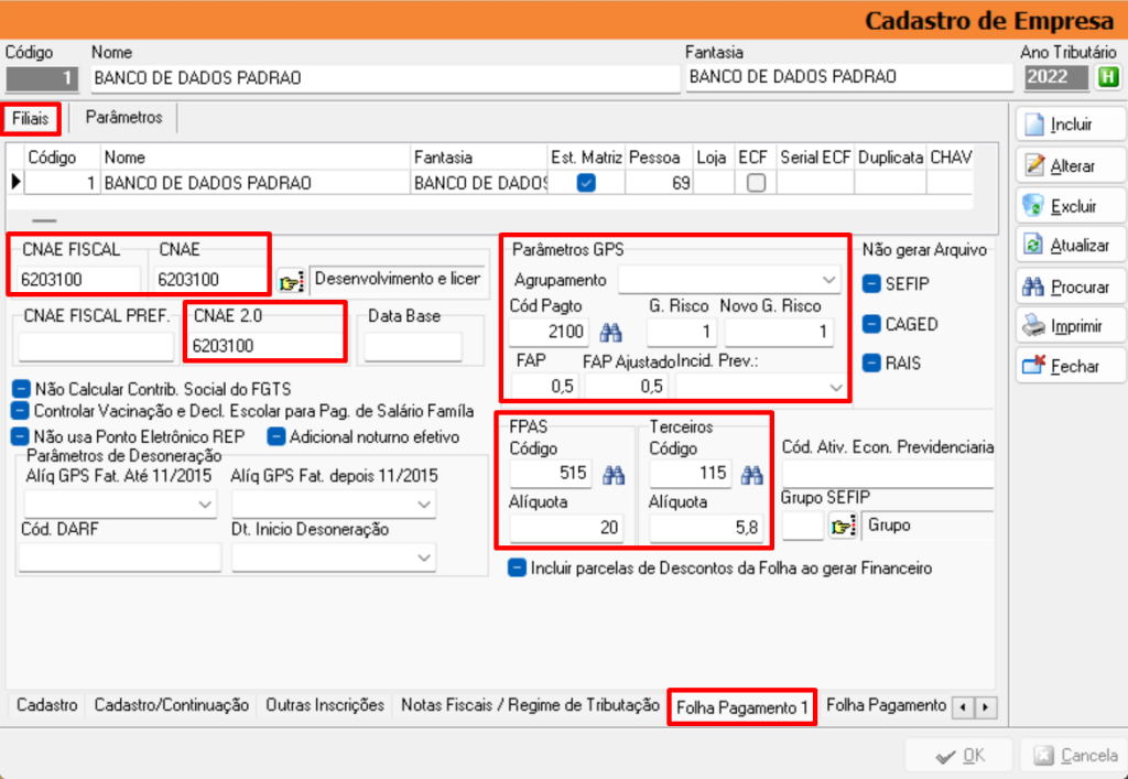 Manual Cadastrar Alíquota FAP e RAT por Filial – Athenas
