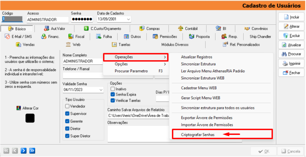 Manual Criptografar Senha de Acesso – Athenas